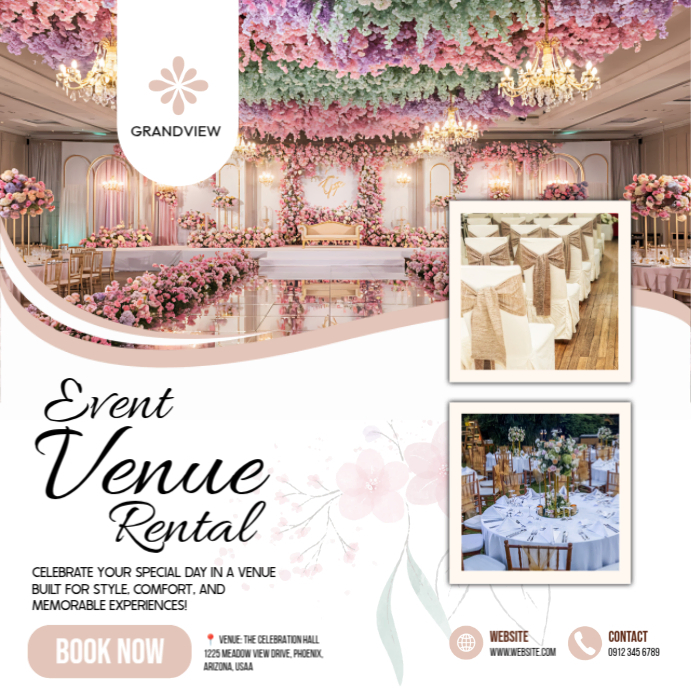 Luxury Event Venue Rental Flyer Template | PosterMyWall