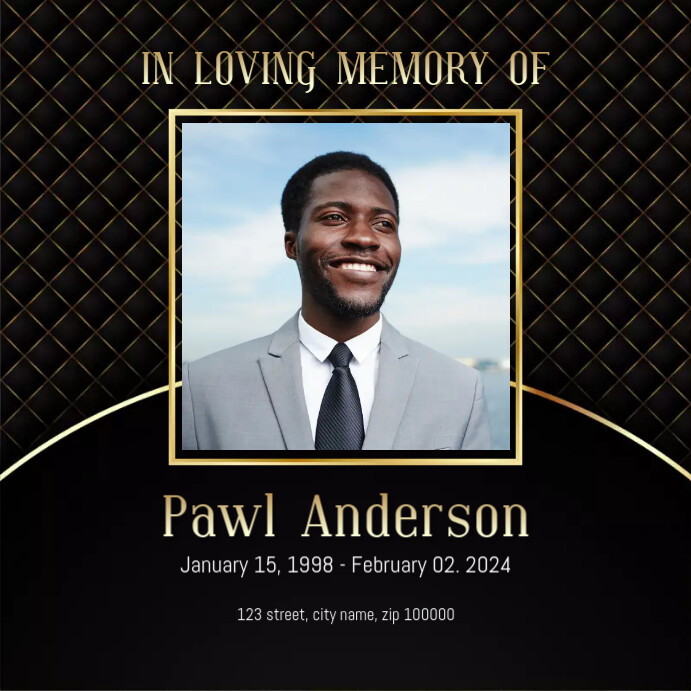 Luxury Funeral Announcement Post Template | PosterMyWall