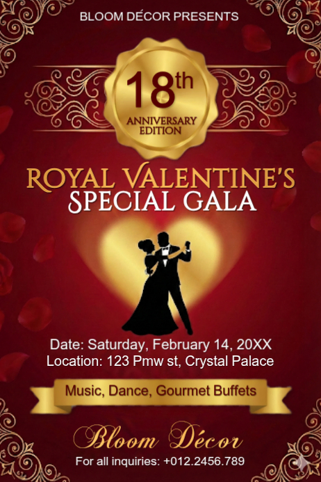 Plantilla de Luxury Gala Event Poster – Elegant Romantic Party & Formal ...