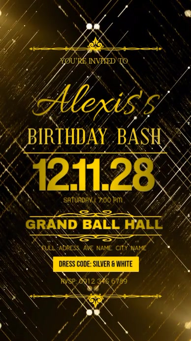 Luxury Gold Birthday Party Invitation Template | PosterMyWall