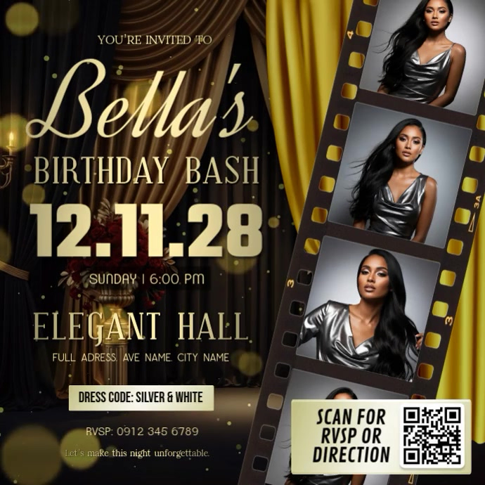 Luxury Gold Birthday Party Invitation Template | PosterMyWall
