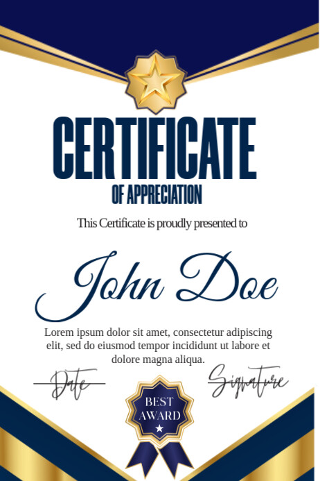 Copy of luxury-Gold-blue-Certificate-Of-Graduation-certificate-template | PosterMyWall