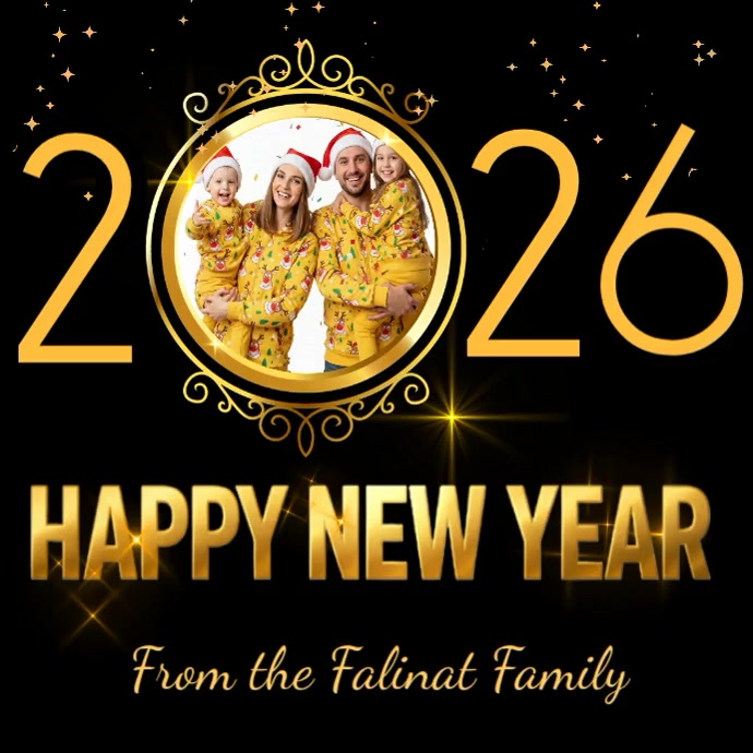 Luxury Gold Happy New Year 2026 Family Photo Frame Template | Elegant ...