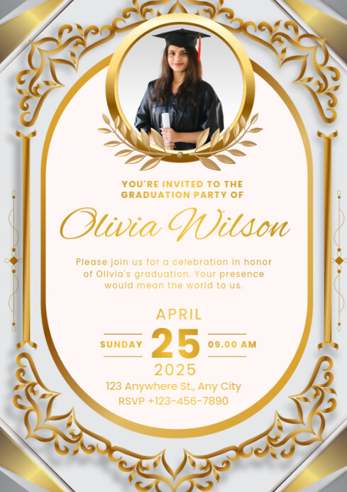 Luxury Graduation Party Invitation Template | PosterMyWall