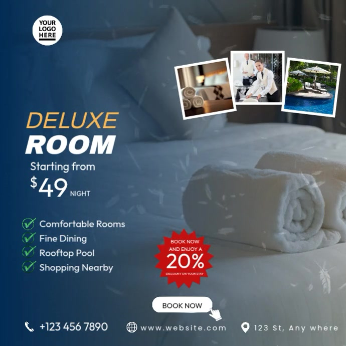 Luxury Hotel Booking Promo Video instagram Templat | PosterMyWall