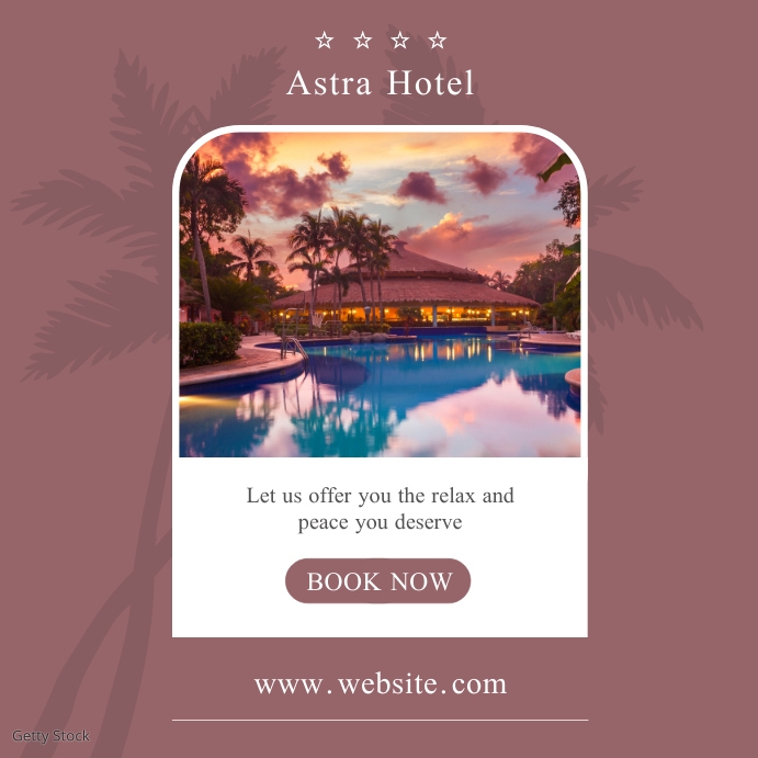 luxury hotel advertisement purple and white c Template | PosterMyWall