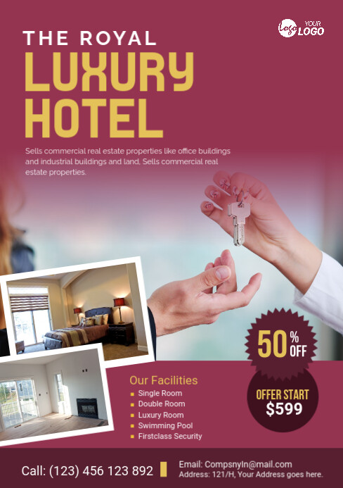 Luxury Hotel Flyer Ad Template | PosterMyWall