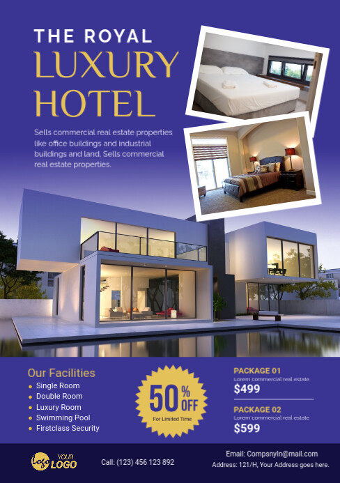 Luxury Hotel Flyer Ad Template | PosterMyWall