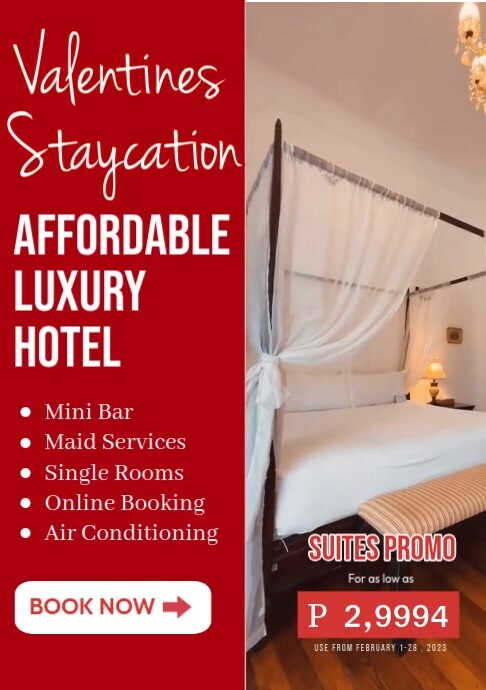 Luxury Hotel Valentines Staycation Template | PosterMyWall