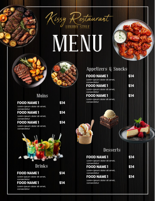 Plantilla de Luxury Menu Template | PosterMyWall