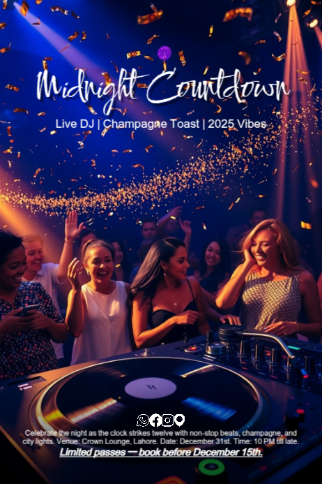 Copy of Luxury New Year Countdown DJ Party Poster | PosterMyWall