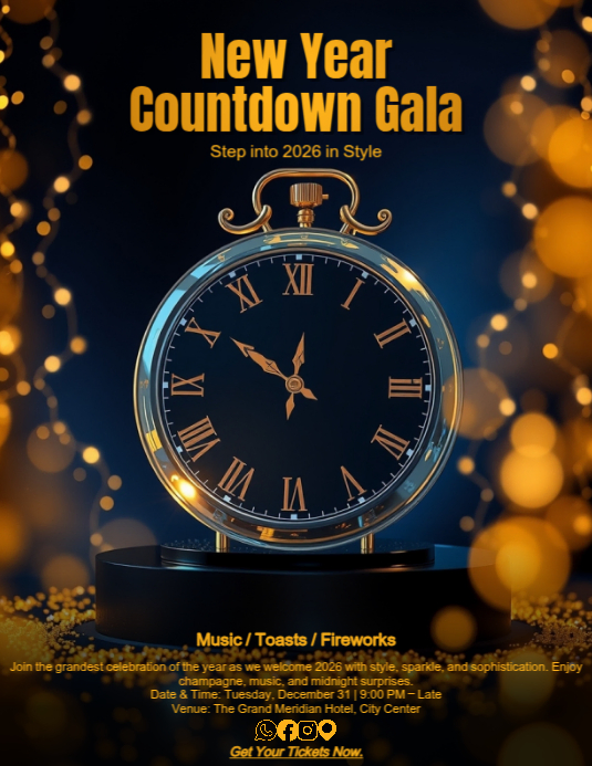 Luxury New Year Countdown Gala Flyer – Midnight Celebration Theme ...