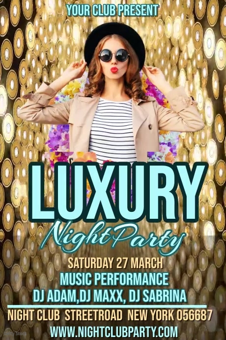 Luxury Night Party Dj Music Event Flayer Template | PosterMyWall