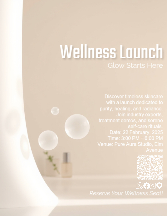 Luxury Skincare Launch Flyer with Minimal Spa Glow & Clean Aesthetic ...