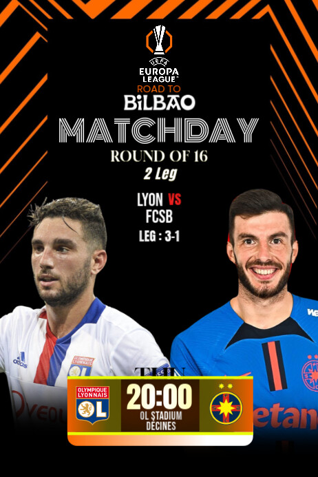 Lyon VS FCSB Template | PosterMyWall