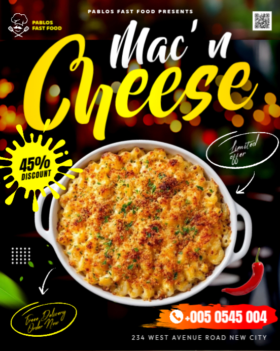 Plantilla de Mac N Cheese Baked Macaroni Dish Recipe Restaurant Food ...