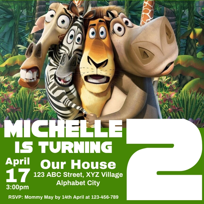 Madagascar Birthday Invitation Template | PosterMyWall