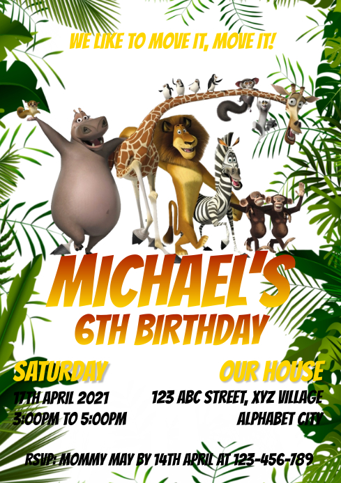 Modèle Madagascar Birthday Invitation | PosterMyWall
