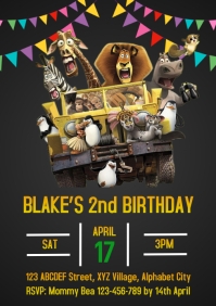 Madagascar Birthday Invitation Template | PosterMyWall