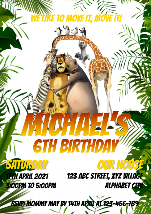 Madagascar Birthday Invitation Template | PosterMyWall