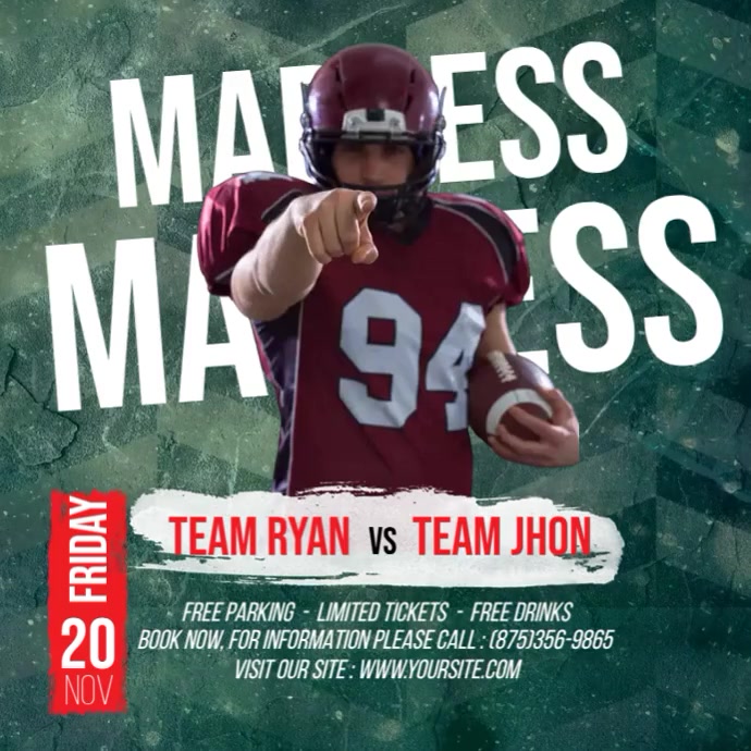 Plantilla de Madness Football Ads | PosterMyWall