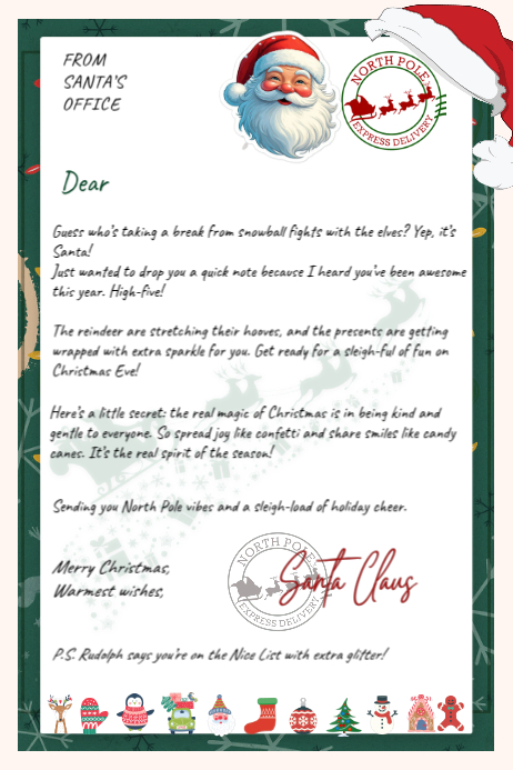 Magical Santa Letter Christmas Background Template | PosterMyWall