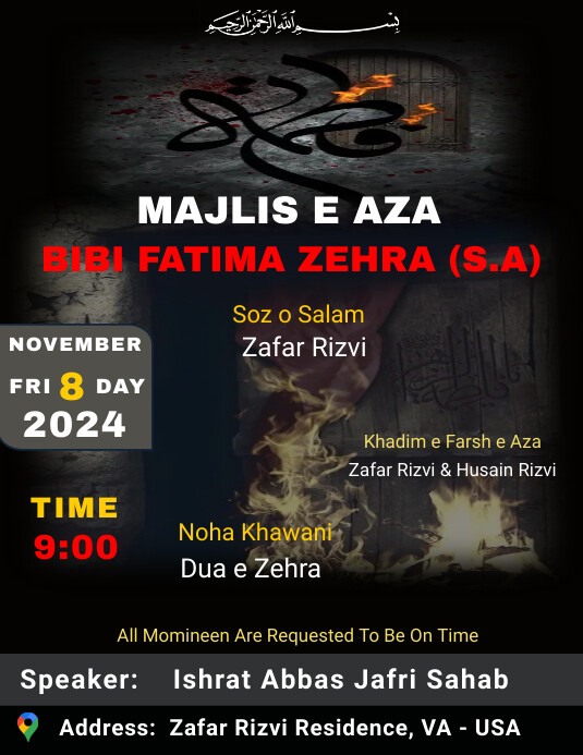 Majlis Bibi Fatima Zehra (S.A) 14 Template | PosterMyWall