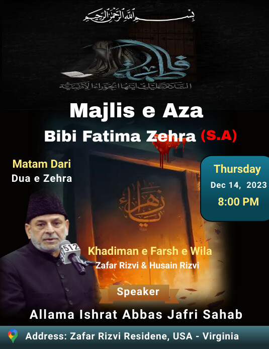 Majlis Bibi Fatima Zehra (S.A) 9 Template | PosterMyWall