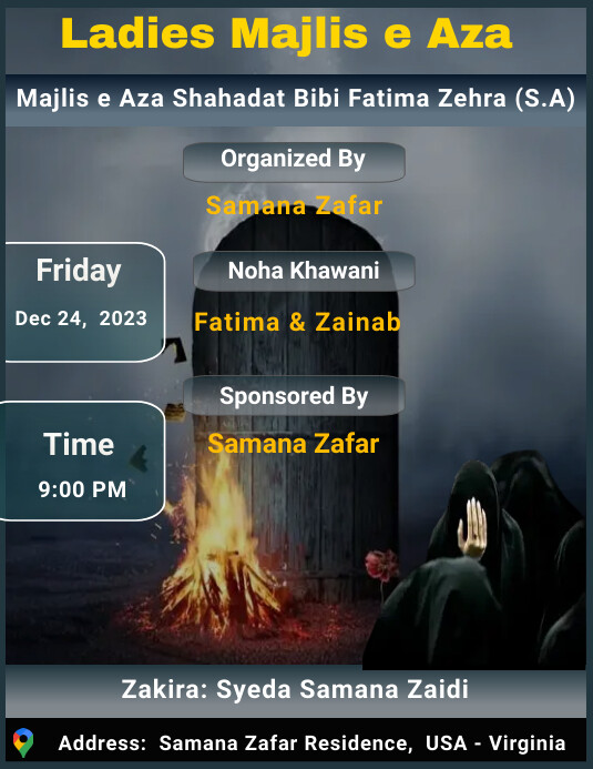 Majlis e Aza Bibi Fatima Zehra (S.A) Template | PosterMyWall