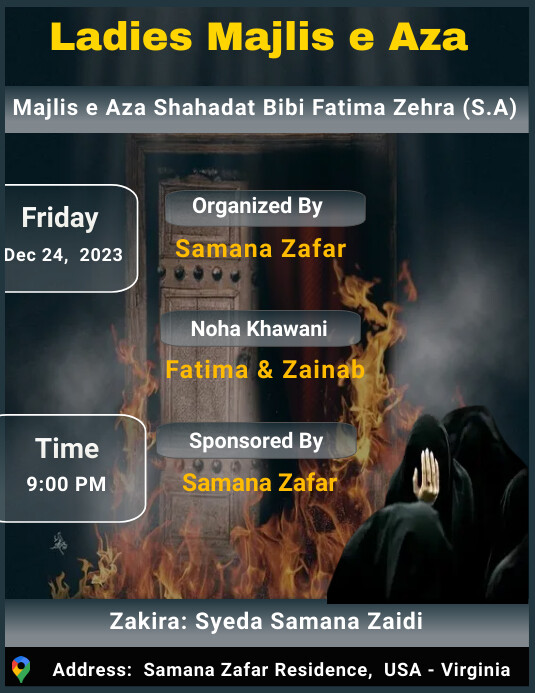 Majlis e Aza Bibi Fatima Zehra (S.A) Template | PosterMyWall