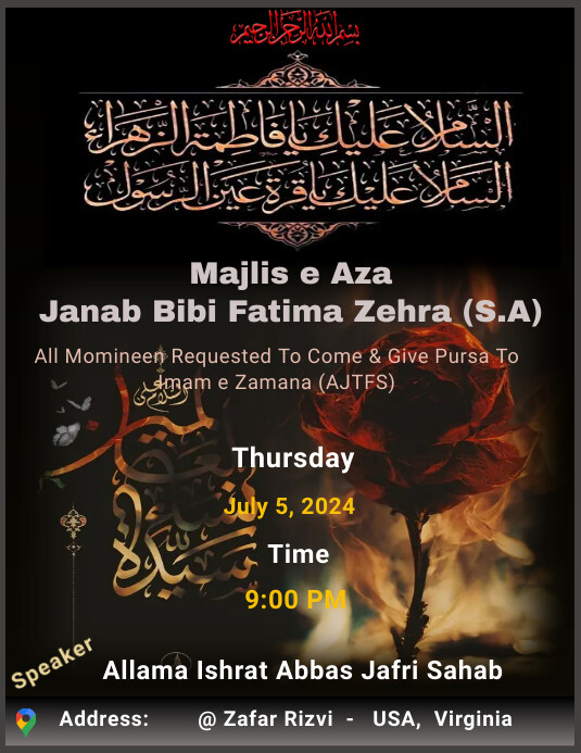 Copy of Majlis e Aza Bibi Fatima Zehra (S.A) | PosterMyWall