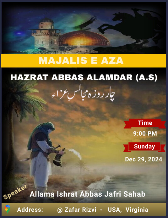 MAJLIS HAZRAT ABBAS ALAMDAR (A.S) Template | PosterMyWall