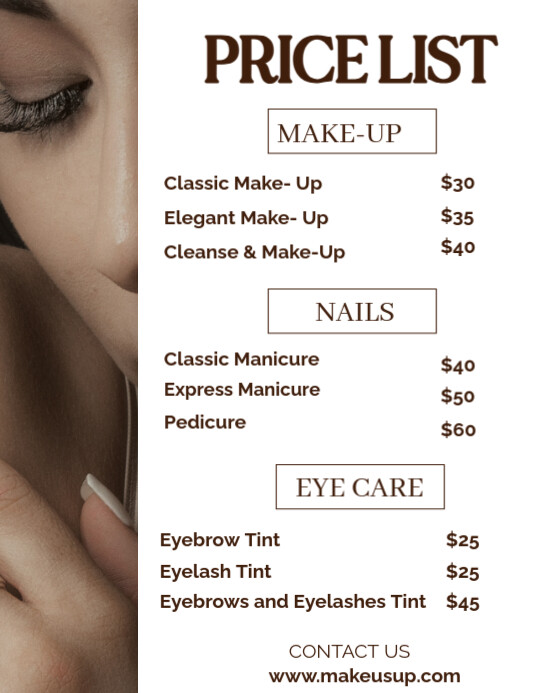 Make Up Price List Flyer (us Letter) Template | PosterMyWall