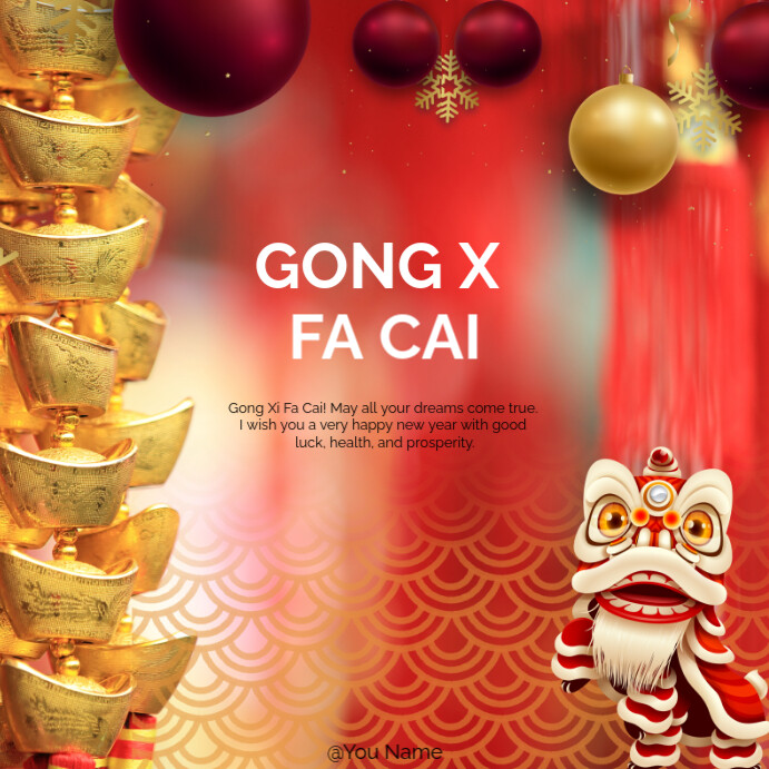 Maksimalis Gong Xi Fa Cai Instagram Post Pos Instagram Template | PosterMyWall