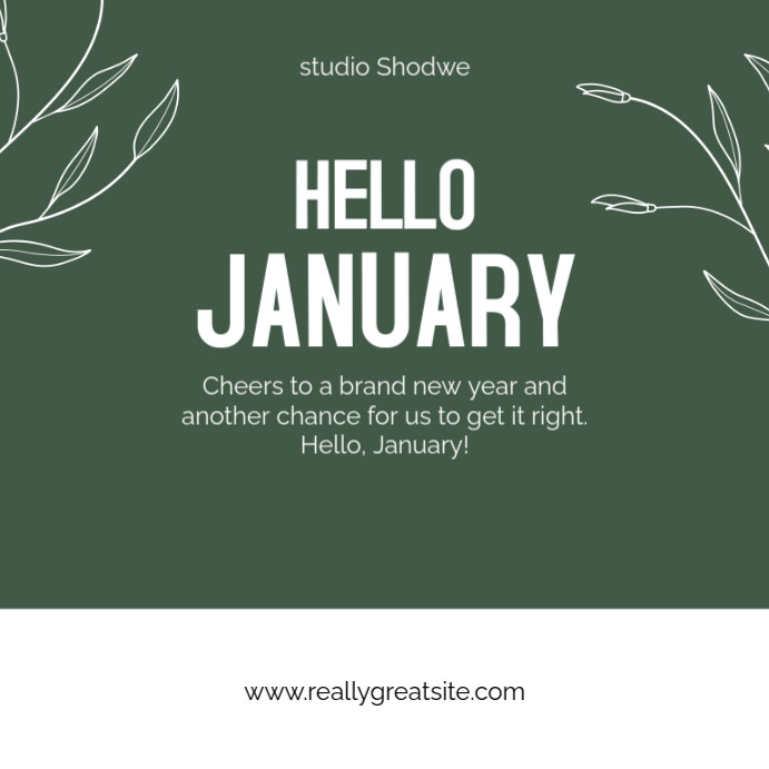 Maksimalis Green Minimalist Hello January Instagram Post Pos Instagram ...