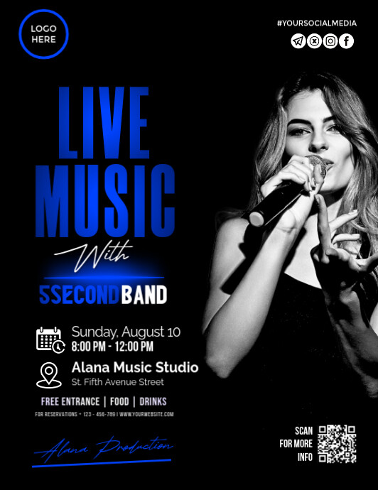 Plantilla de Maksimalis Live Music Pamflet (letter As) | PosterMyWall