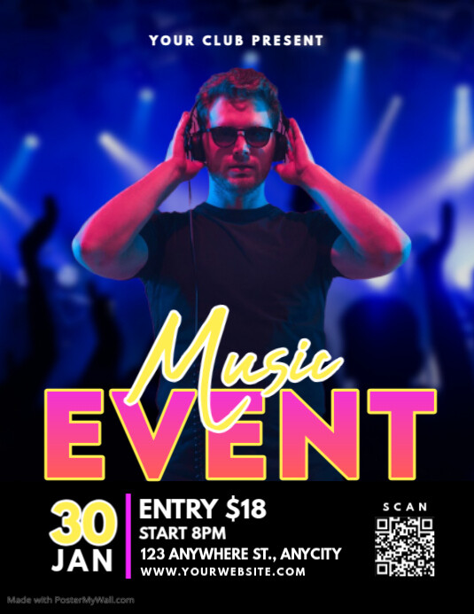 Maksimalis Music Event Pamflet (letter As) Template | PosterMyWall