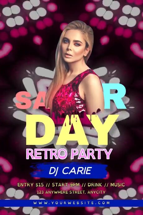 Maksimalis Saturday Retro Party Poster Template | PosterMyWall