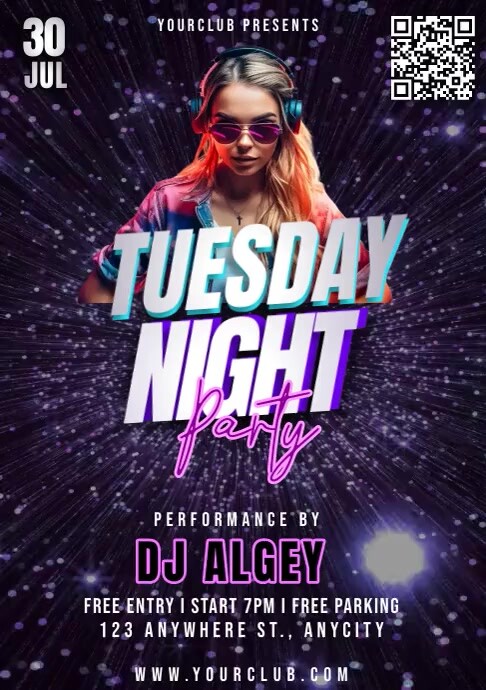 Maksimalis Tuesday Night Party A4 Template | PosterMyWall