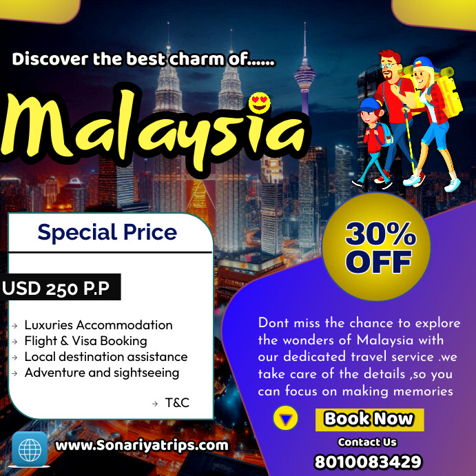 Malaysia Holiday Poster Tour package Template | PosterMyWall