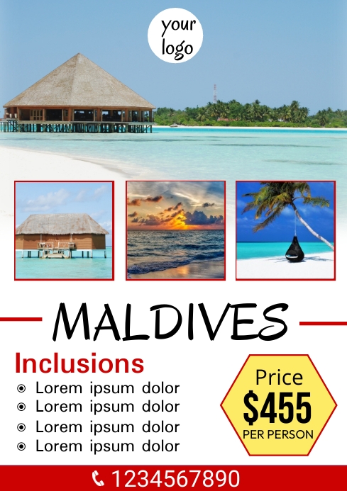 Maldives travel flyer Template | PosterMyWall