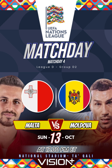 Malta vs Moldova uefa nations league match day Template | PosterMyWall