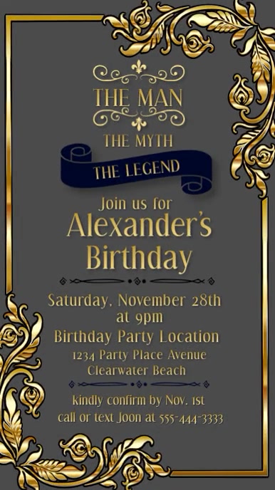 Man's Birthday Party Invitation Template | PosterMyWall