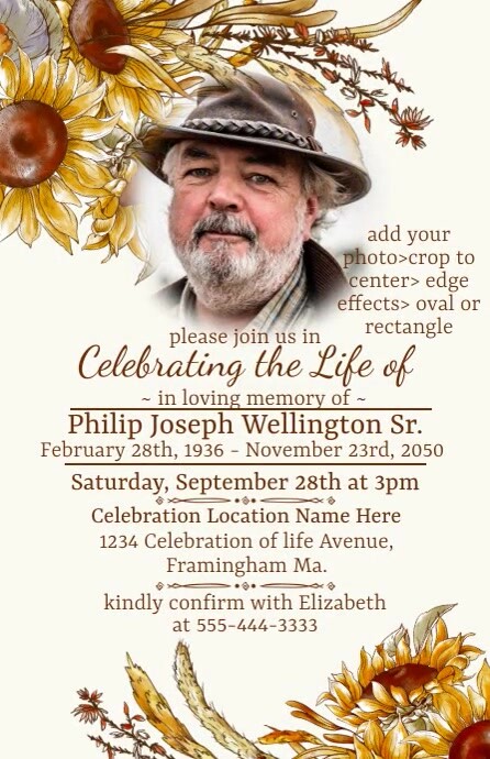 Man's Celebration of Life Invitation Template | PosterMyWall