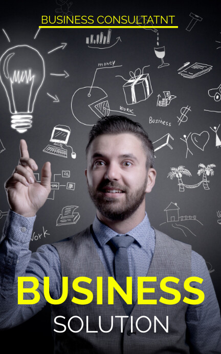 Man And Bulb Business Solution Template | PosterMyWall