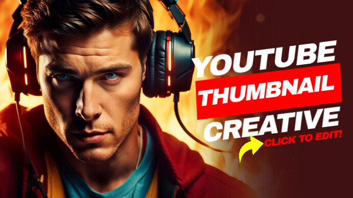 Man fire Maximalist Creative Youtube Thumbnai Template | PosterMyWall