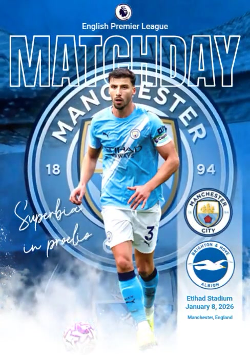 Manchester City Matchday - English Premier League Template | PosterMyWall
