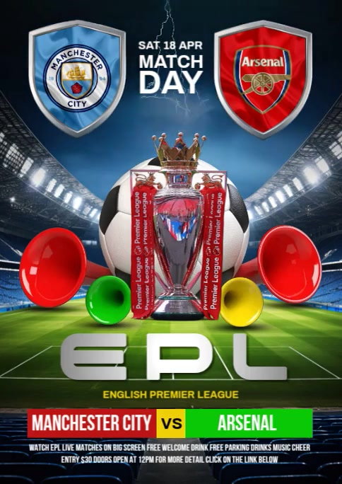 manchester city vs arsenal Template | PosterMyWall