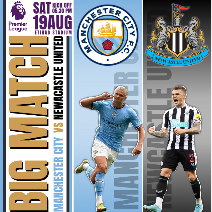Manchester City vs Newcastle United. Premier Template | PosterMyWall