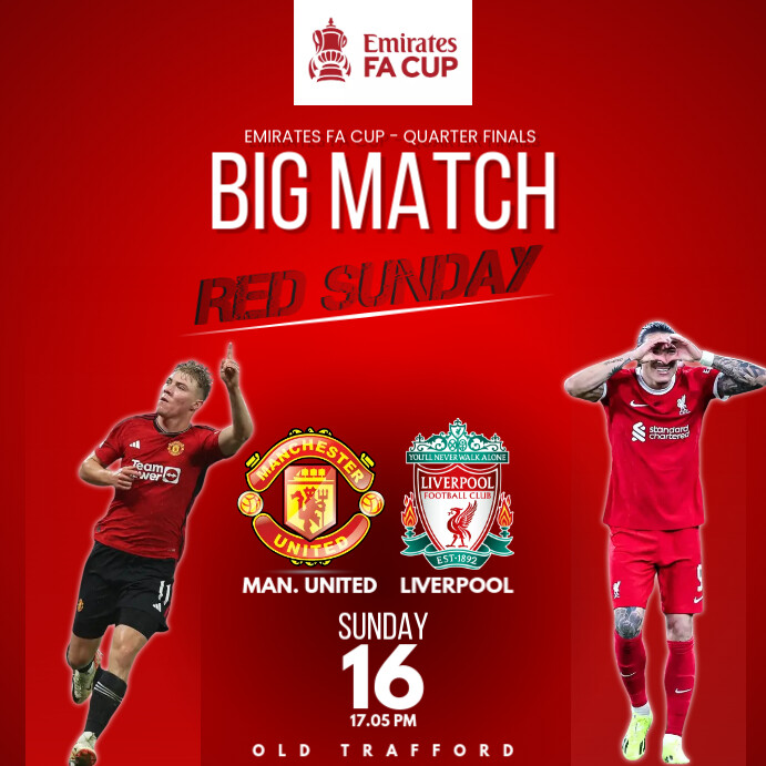 MANCHESTER UNITED VS LIVERPOOL Template | PosterMyWall